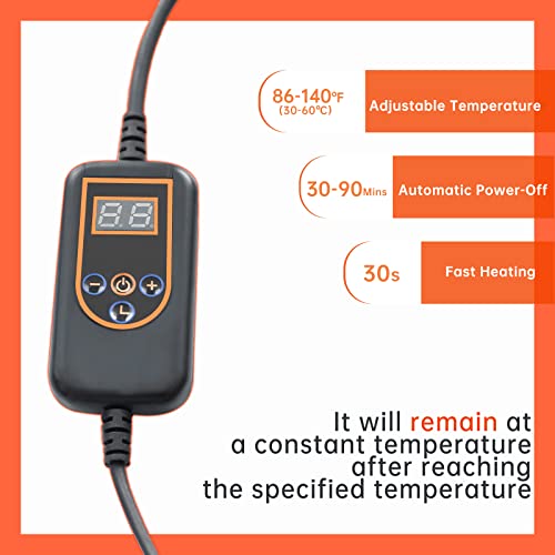 OLYDON Heated Pad for Office Chair, Square Leather Heating Pad with Auto Shut Off & Intelligence Temperature Controller, Universal Seat Warmer for Home, Office Chair (Black)