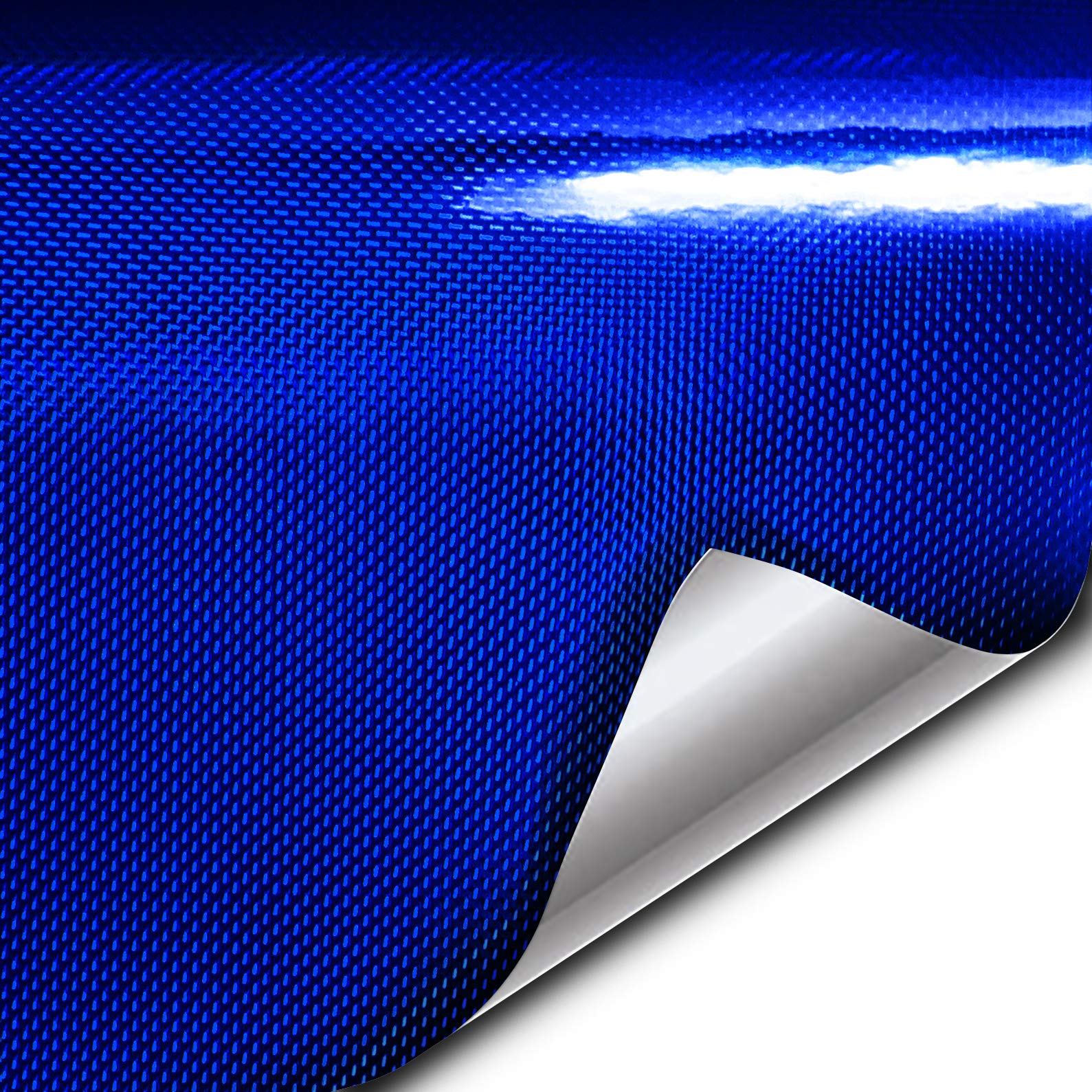 VViViD+ Holographic Chrome Weave Carbon High-Gloss Vinyl Car Wrap (1ft x 5ft, Blue)