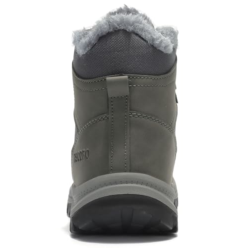 TSIODFO Snow Boots for Men Waterproof Winter Shoes The Cold Weather Insulated Fur Warm Outdoor Boots Grey Size 12