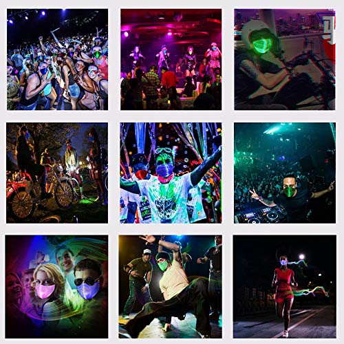 HLBVS LED Rave Mask Light Up Face Mask Glowing 7 Colors Luminous Costumes for Party (White)