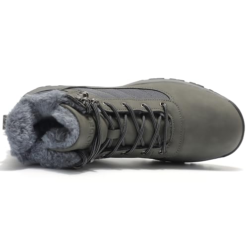 TSIODFO Snow Boots for Men Waterproof Winter Shoes The Cold Weather Insulated Fur Warm Outdoor Boots Grey Size 12