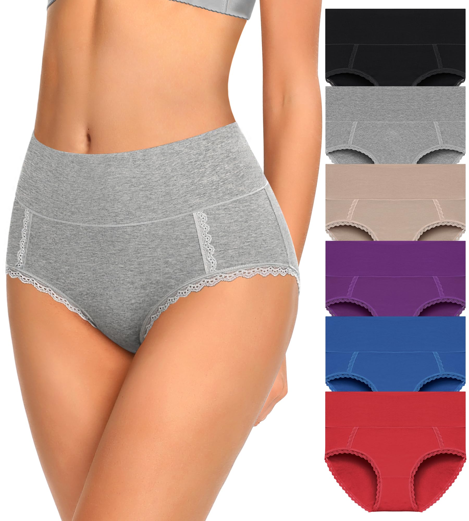 MISSWHO High Waisted Underwear Womens Cotton C Section Postpartum Stretch Panties Tummy Control Briefs Ladies Size Medium 6 Pack