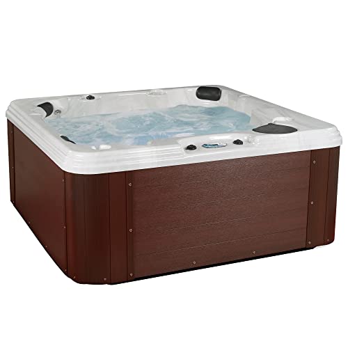 AquaLife Ariana™ 7-Person 30-Jet Non-Lounger Hot Tub with LED Lighting, Insulated Cover, Built-in Ice Bucket, Stainless Steel Heater and Ozonator