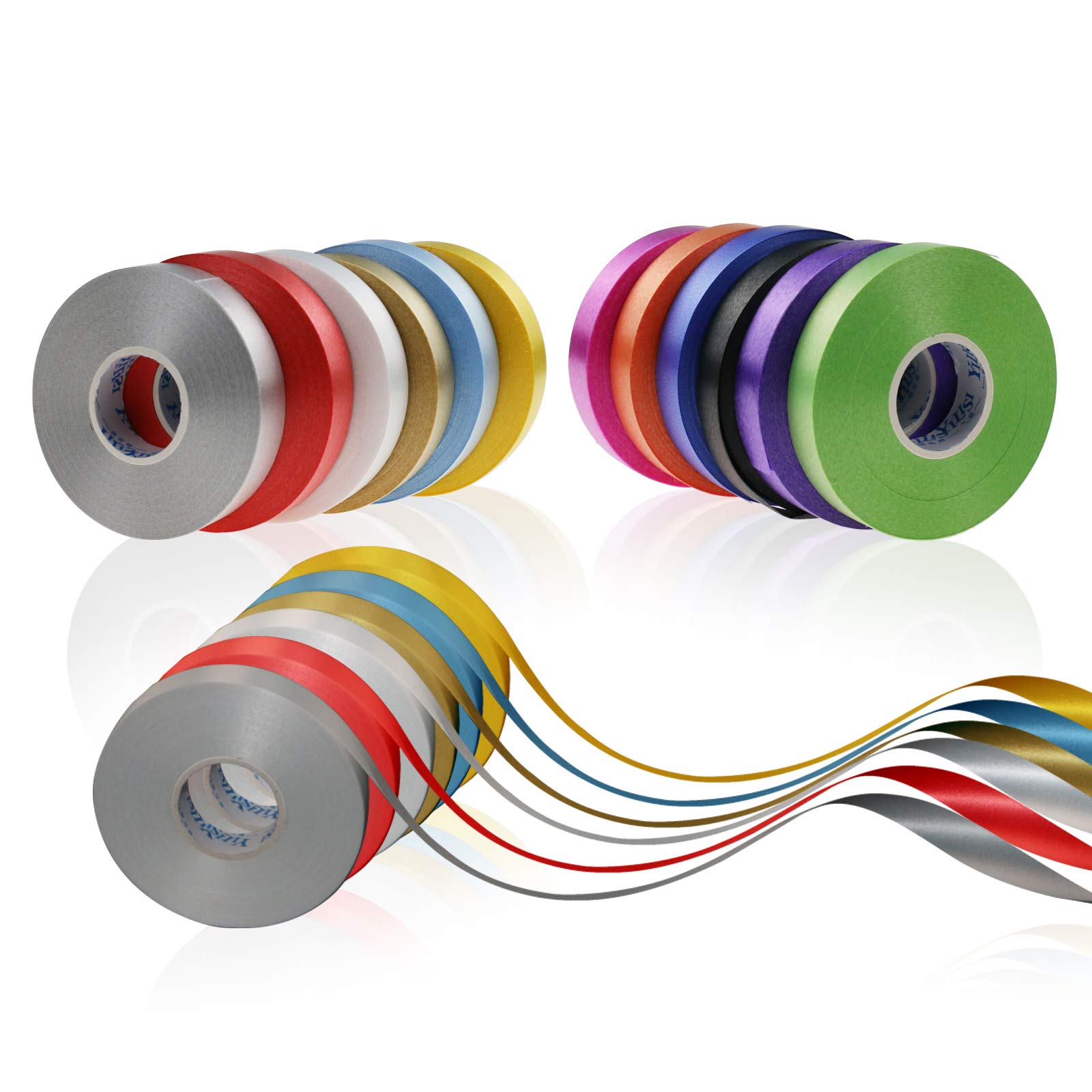 12 Colors Ribbons Ballon Double Face Curling Roll, 30 Yard Trim Embellishments Ribbon for Gift Wrapping Crafts Wedding Birthday DIY Bow Hair Accessories