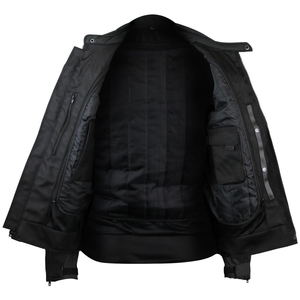 Vance Leather Revo Mens Black Advanced All-Season Reflective Mesh & Textile Motorcycle Jacket w/CE Armor & Removable Liner (Black, Large)