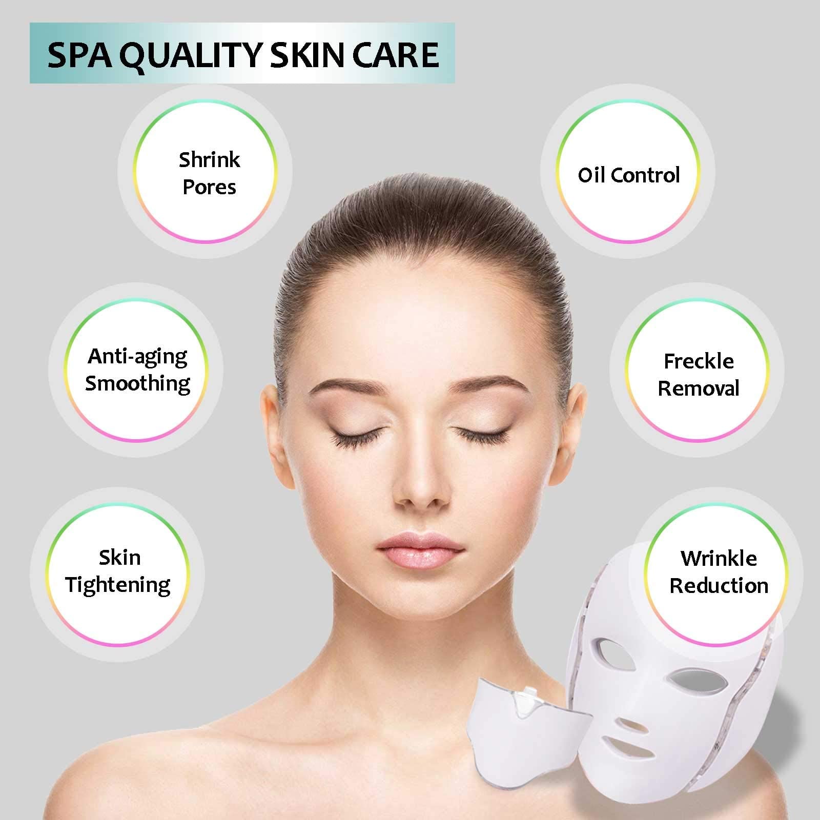 Led Face Mask, Farsaw 7 Colors Led Light Mask Beauty Machine