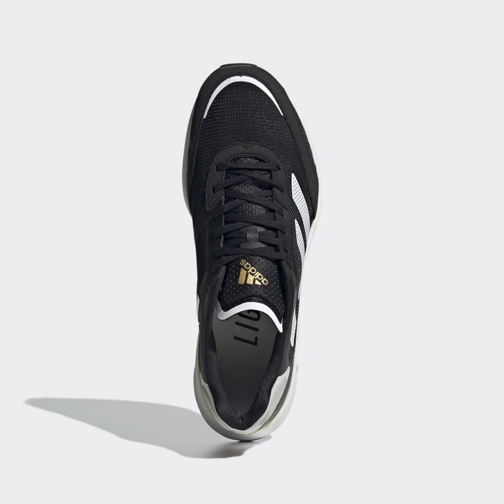 adidas Men's Adizero Boston 10 Sneaker, Black/White/Gold Metallic, 11