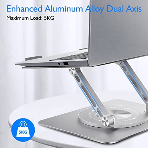 Coolwill Laptop Stand for Desk 360° Rotating, Ergonomic Aluminum Laptop Stand Holder, Adjustable Laptop Riser, Foldable Computer Desk Stand for Travel, Compatible with MacBook Air/All 10-16" Laptops