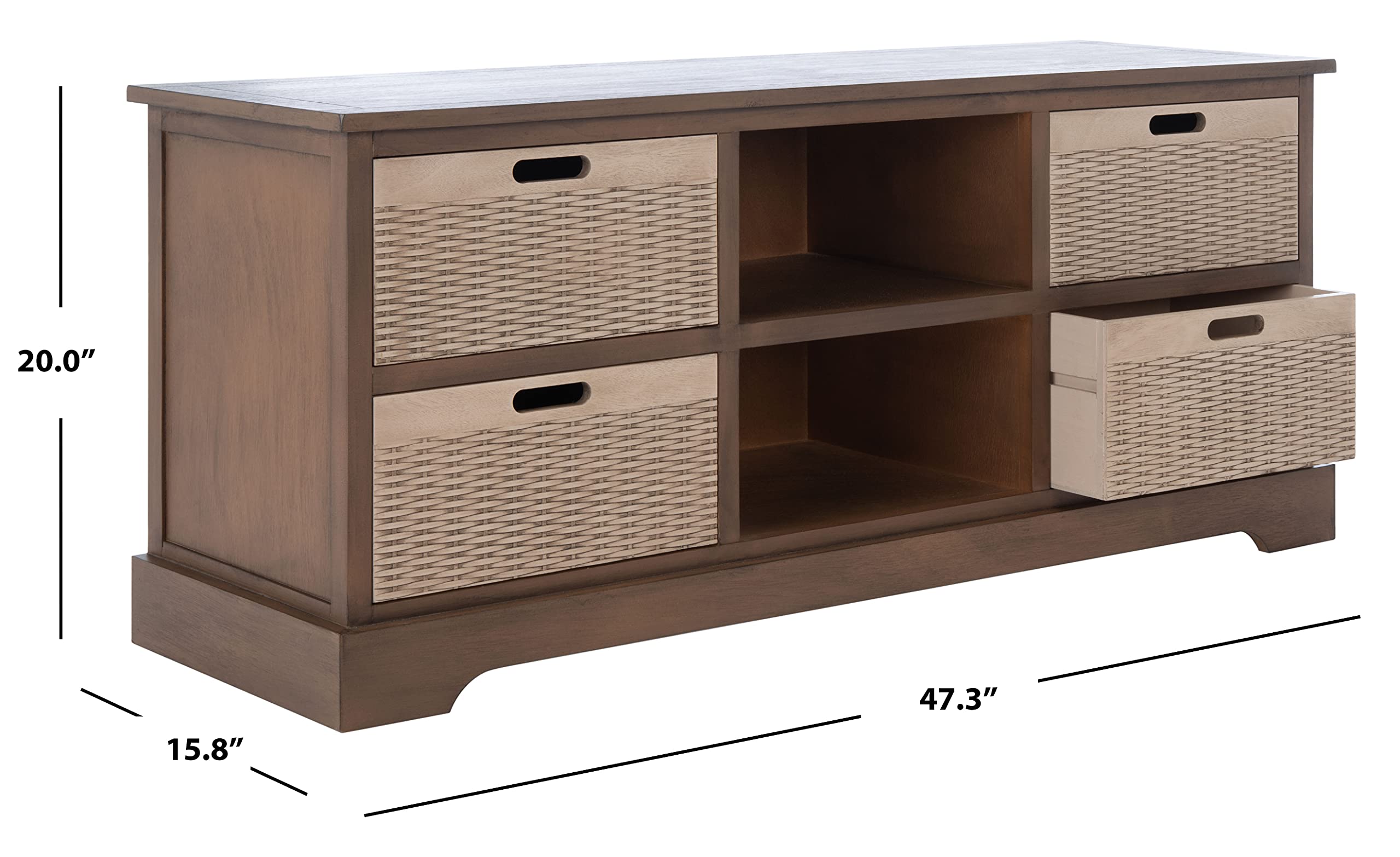 SAFAVIEH Home Collection Landers Brown 4-Drawer Media Stand (up to 55-inch Flat Screen TV)