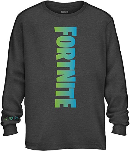 FORTNITE Gradient Logo Big Boys Long Sleeve Shirt Video Game Licensed (X-Large) Grey