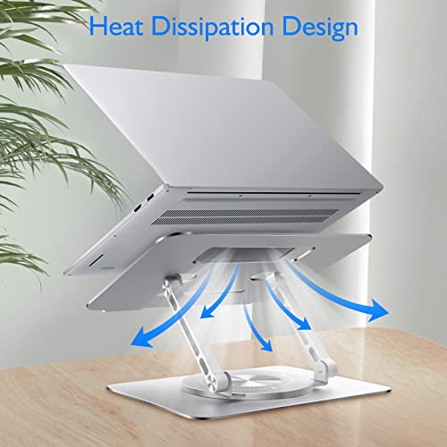 Coolwill Laptop Stand for Desk 360° Rotating, Ergonomic Aluminum Laptop Stand Holder, Adjustable Laptop Riser, Foldable Computer Desk Stand for Travel, Compatible with MacBook Air/All 10-16" Laptops