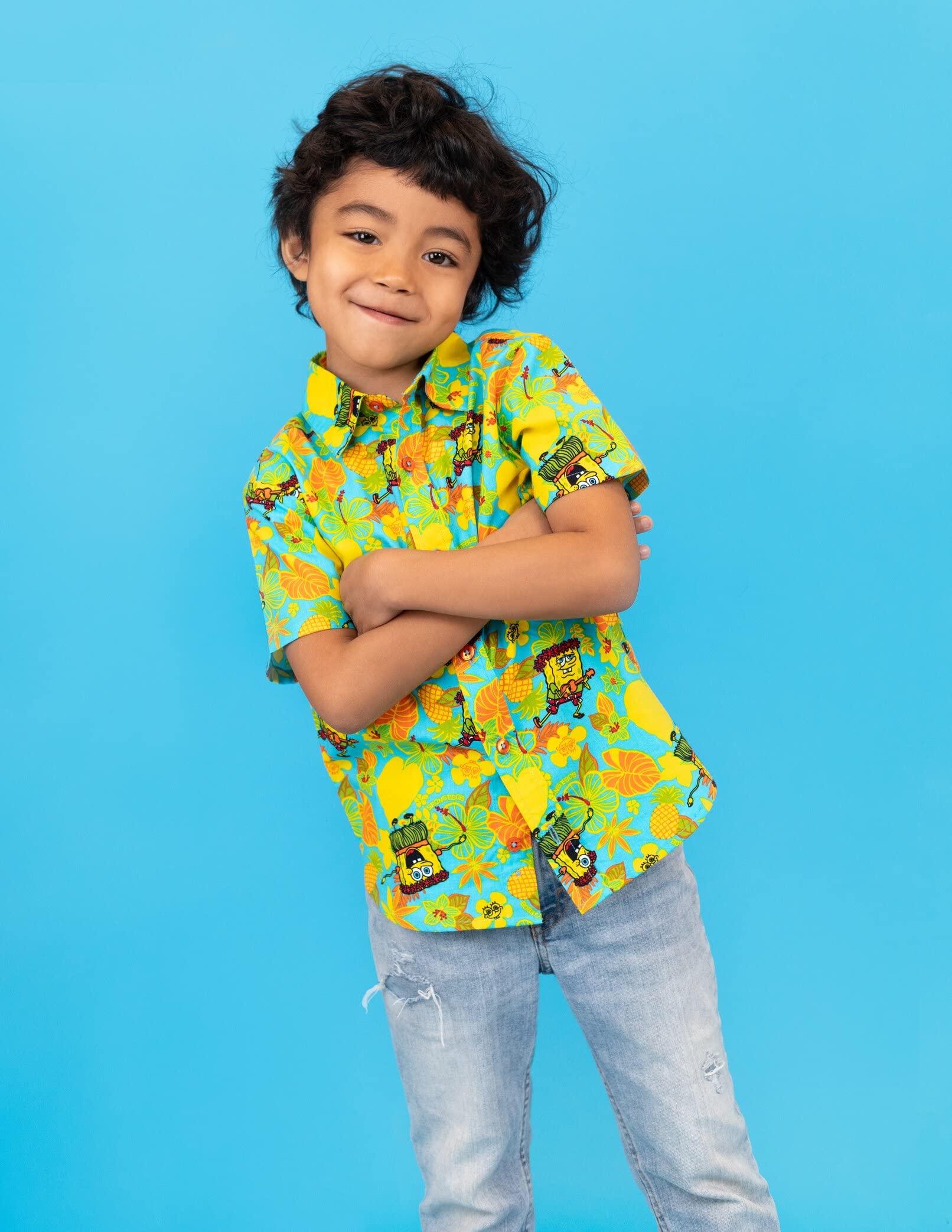 Spongebob Squarepants Toddler Boys Matching Family Hawaiian Button Down Shirt Boys 5T