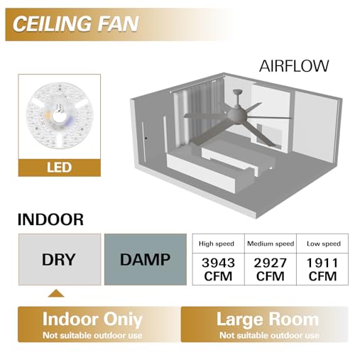 hykolity 54 inch Indoor Modern Ceiling Fan with Integrated LED Lights and Remote Control, 6 Blades, 6 Speed, Dimmable, 3CCT, Quiet Reversible Motor Ceiling Fan, Brushed Nickel