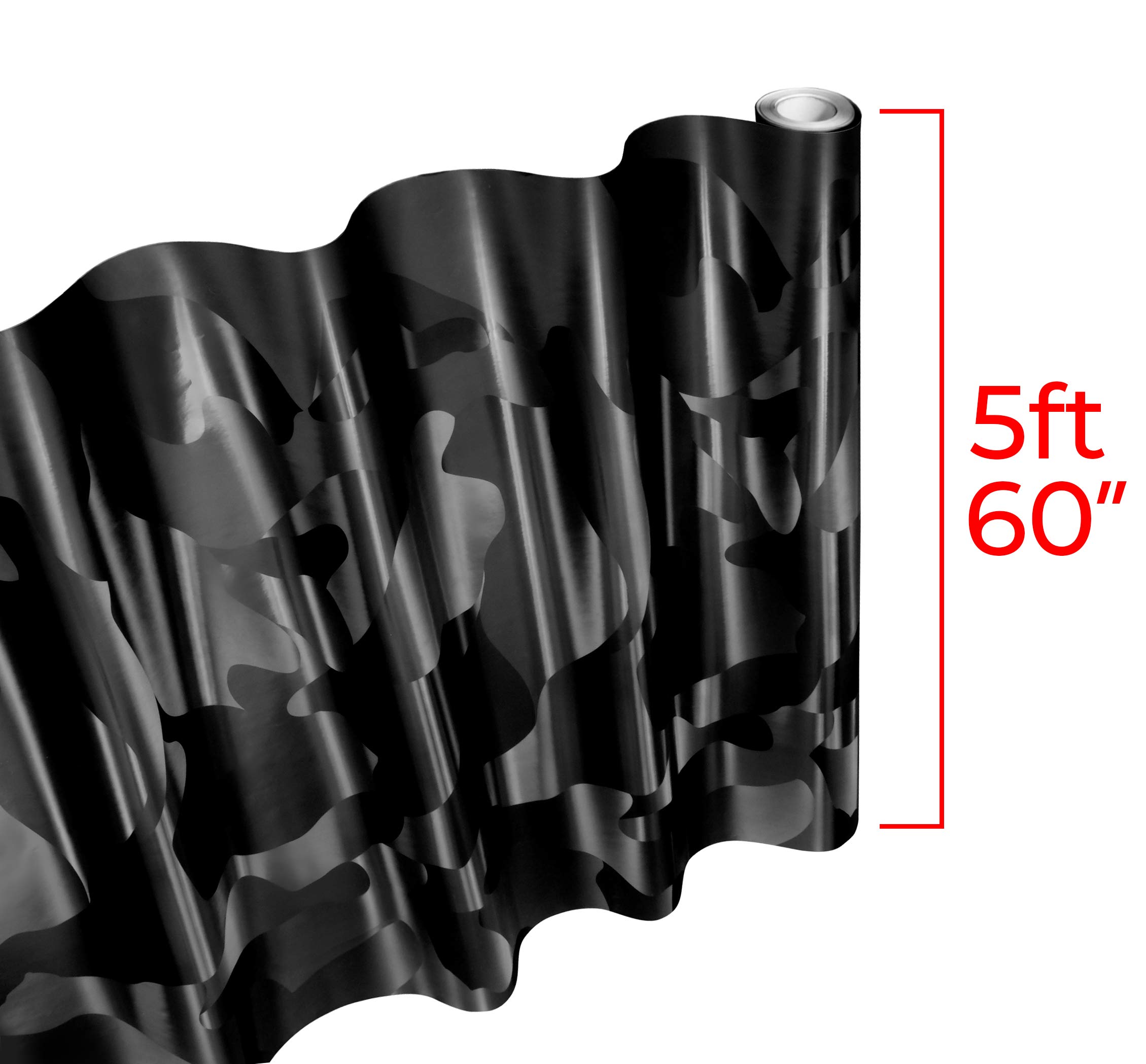 VViViD+ 2020 Edition Black Stealth Large Sized Pattern Camouflage Vinyl Car Wrap Roll (1ft x 5ft) Self Adhesive Film Air Release Technology, Scratch Resistance, Protective Liner, Bubble-Free