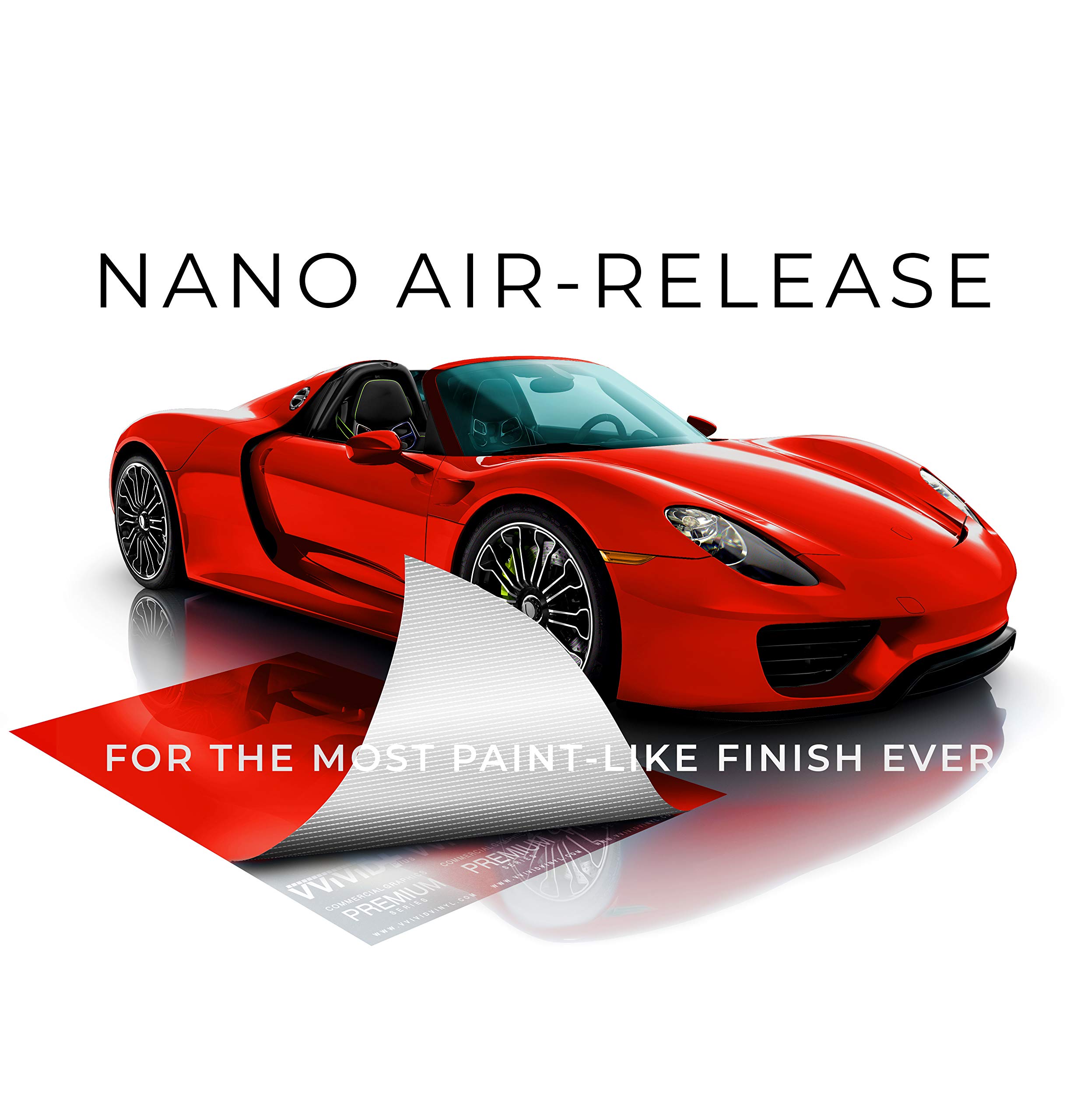 VViViD+ Ultra Gloss Racing Red Vinyl Car Wrap Premium Paint Replacement Film Roll with Nano Air Release Technology, Stretchable Protective Cap Liner, Self Adhesive (1.5ft x 5ft)