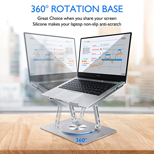 Coolwill Laptop Stand for Desk 360° Rotating, Ergonomic Aluminum Laptop Stand Holder, Adjustable Laptop Riser, Foldable Computer Desk Stand for Travel, Compatible with MacBook Air/All 10-16" Laptops