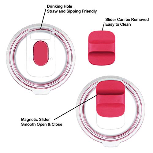 Compatible with YETI Rambler, Ozark Trail, Old Style Rtic, and More - Magnetic Slider Switch Spill Proof Tumbler Cover (Brick Red&Black 10/20oz)