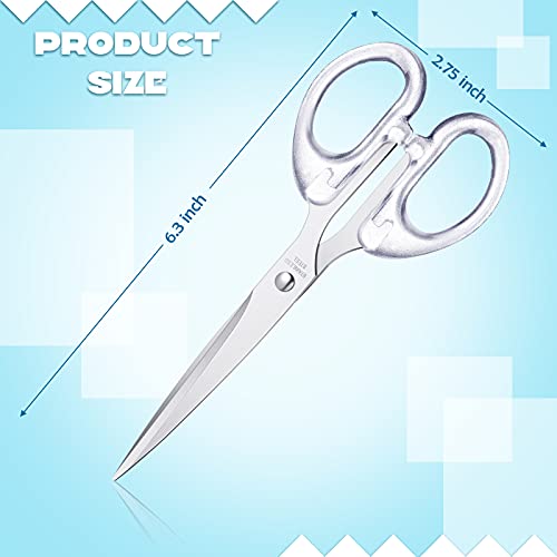 3 Pieces 6.3 Inches Acrylic Scissors Clear Silver Scissors Fabric Scissors Straight Acrylic Stainless Steel Multipurpose Craft Scissors for Office, Home, School, Sewing