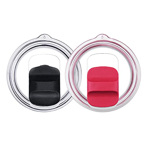 Compatible with YETI Rambler, Ozark Trail, Old Style Rtic, and More - Magnetic Slider Switch Spill Proof Tumbler Cover (Brick Red&Black 10/20oz)