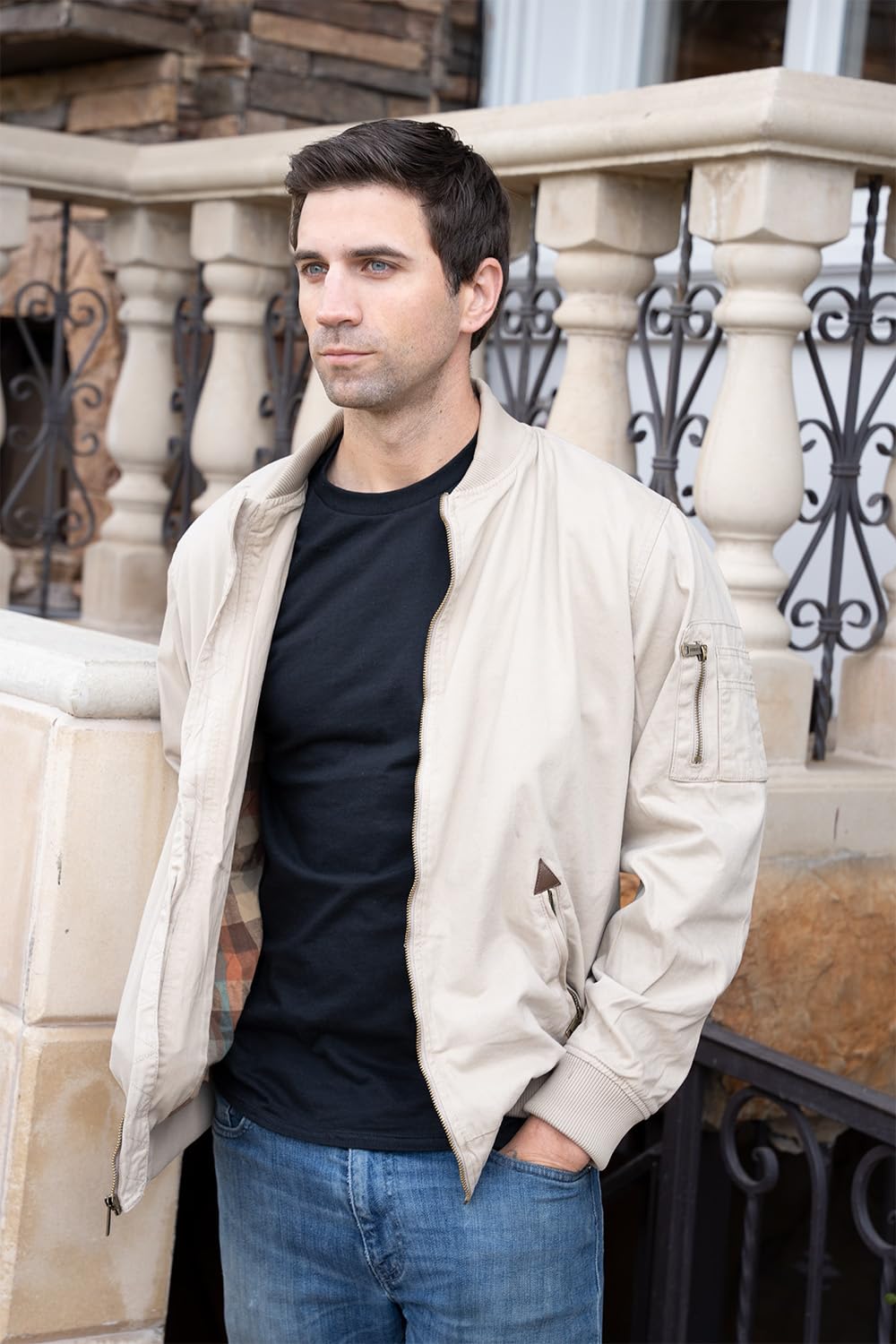 Gioberti Men's 100% Cotton Sportwear Full Zipper Twill Bomber Jacket, Olive, XXL