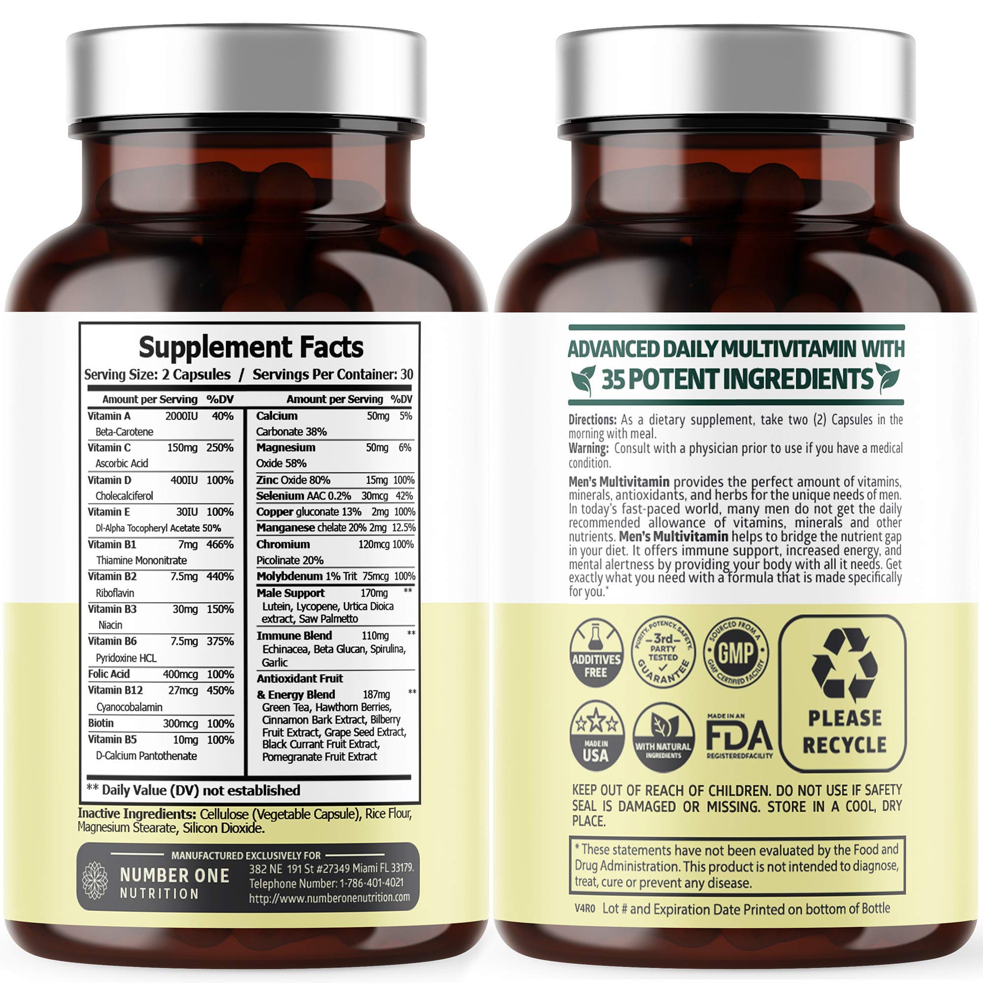 N1N Premium Magnesium Complex and Men's Multivitamins, All Natural Supplements to Improve Energy, Immunity and Support Bone, Muscle and Nerve Function, 2 Pack Bundle