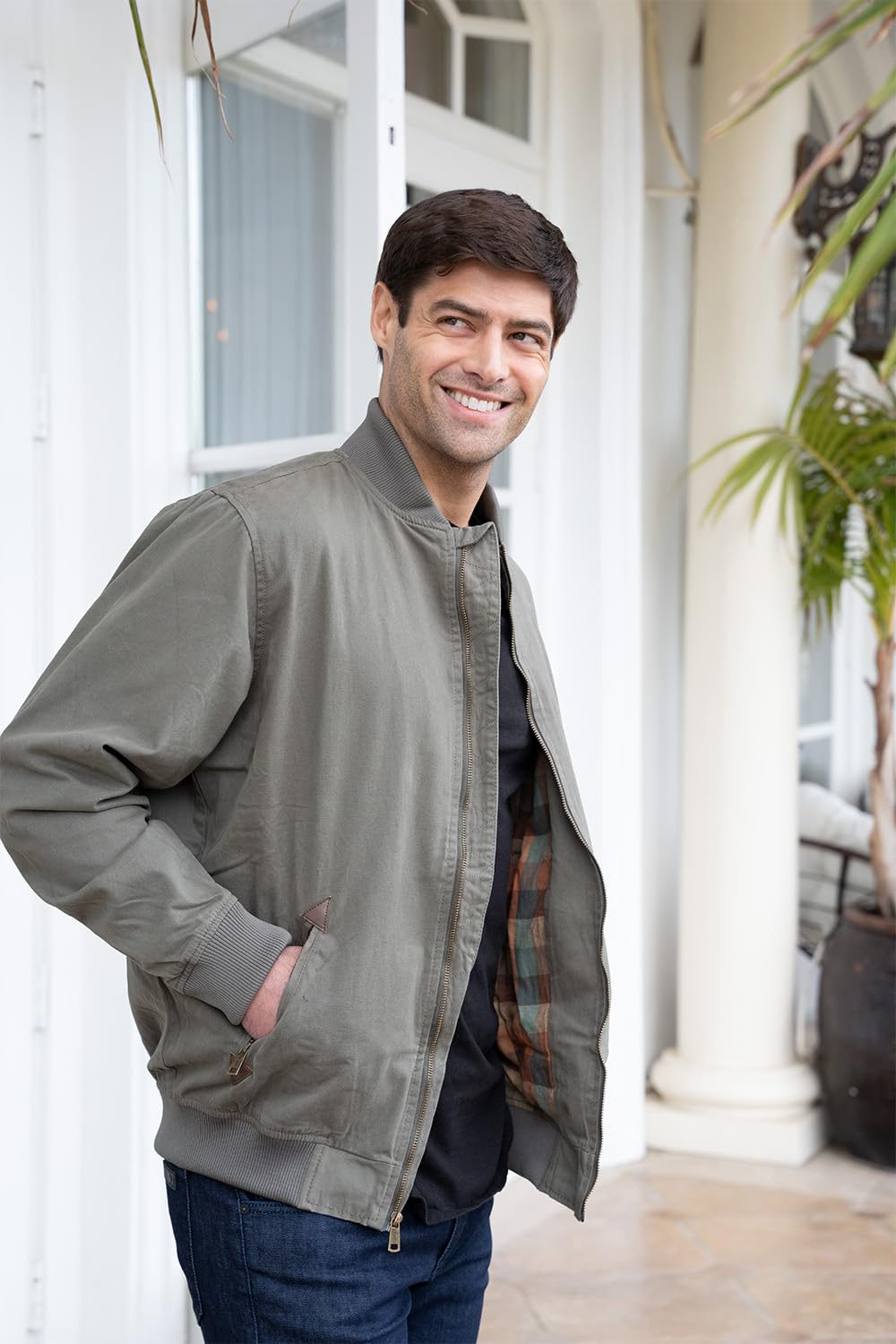 Gioberti Men's 100% Cotton Sportwear Full Zipper Twill Bomber Jacket, Olive, XXL