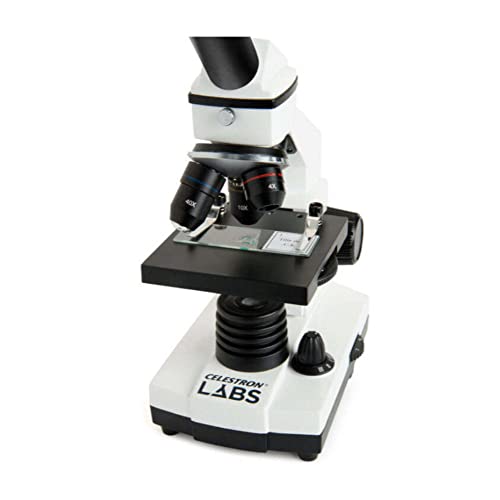 Celestron – Celestron Labs – Monocular Head Compound Microscope – 40-400x Magnification – Adjustable Mechanical Stage – Includes 10 Prepared Slides
