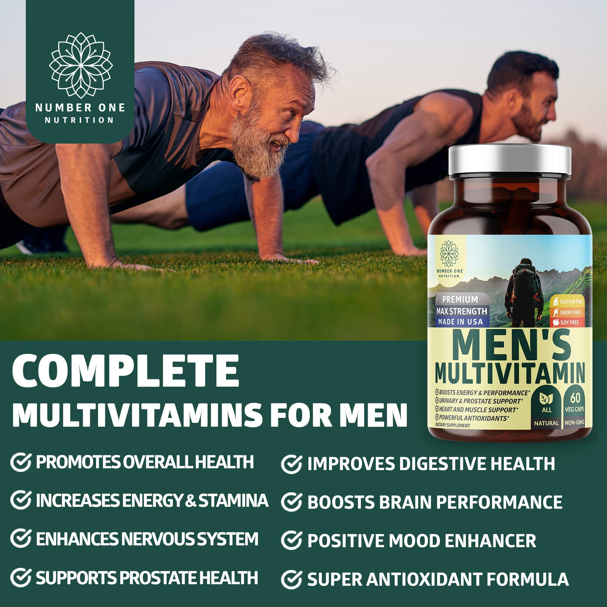 N1N Premium Magnesium Complex and Men's Multivitamins, All Natural Supplements to Improve Energy, Immunity and Support Bone, Muscle and Nerve Function, 2 Pack Bundle
