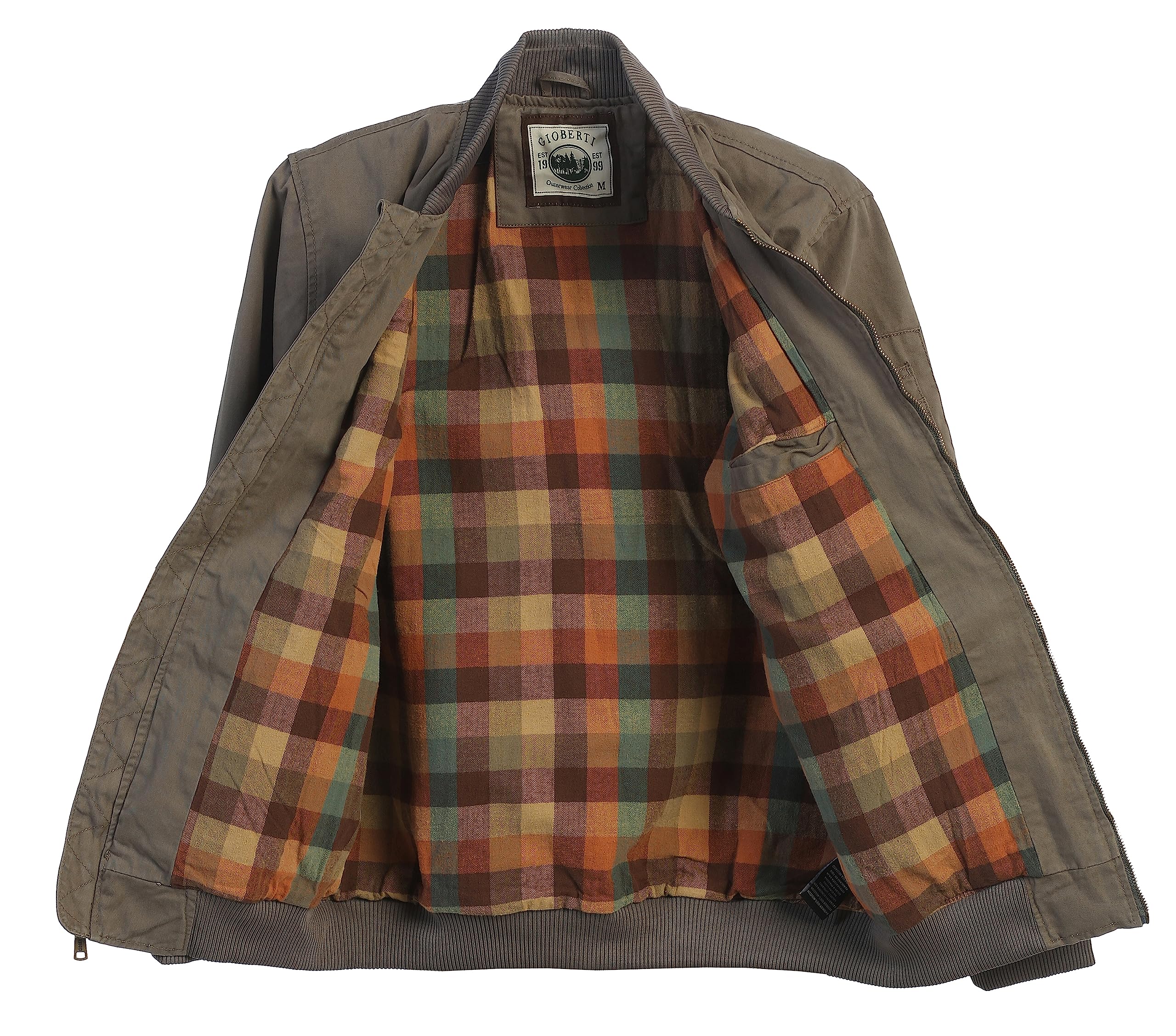 Gioberti Men's 100% Cotton Sportwear Full Zipper Twill Bomber Jacket, Olive, XXL