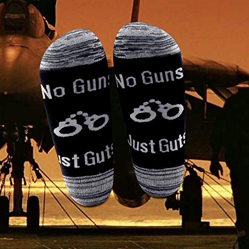 LEVLO Correctional Officer Gifts for Police No Guns Just Guts Cotton Socks Gift for Detention Officer (2 Pairs/Set - Mid Calf - 1)