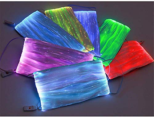 Red Urchin 7 Color Lights LED Light Up Face Mask Glowing Luminous Dust Mask for Party Festival Rave Dancing Includes Rechargeable USB Battery (Black)
