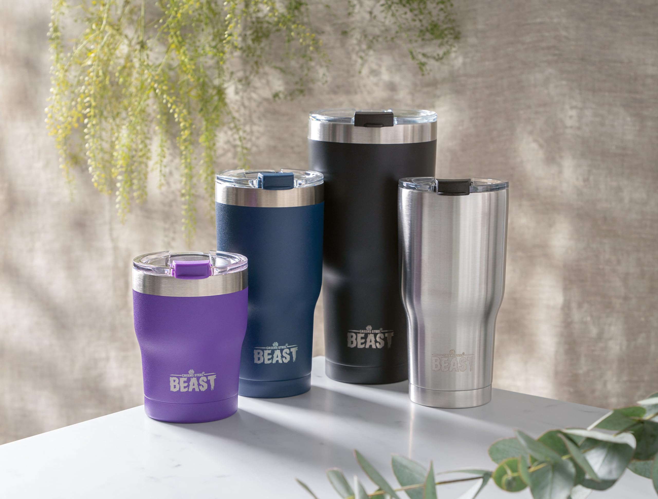 Beast 40 oz Tumbler Stainless Steel Vacuum Insulated Coffee Ice Cup Double Wall Travel Flask (Stainless Steel)