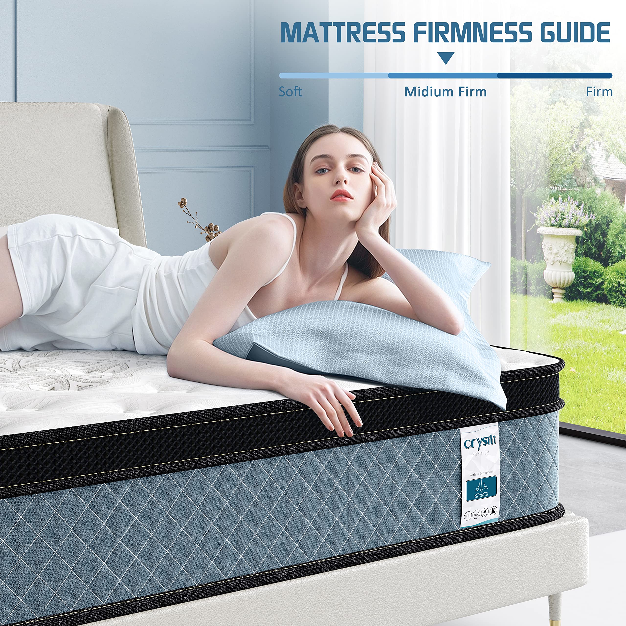 Crystli Full Mattresses 12 inch Memory Foam Mattress Full Size Hybrid Mattress Medium Firm Full Bed Mattress in a Box with CertiPUR-US Foam 100-Night Trial 10 Years Warranty