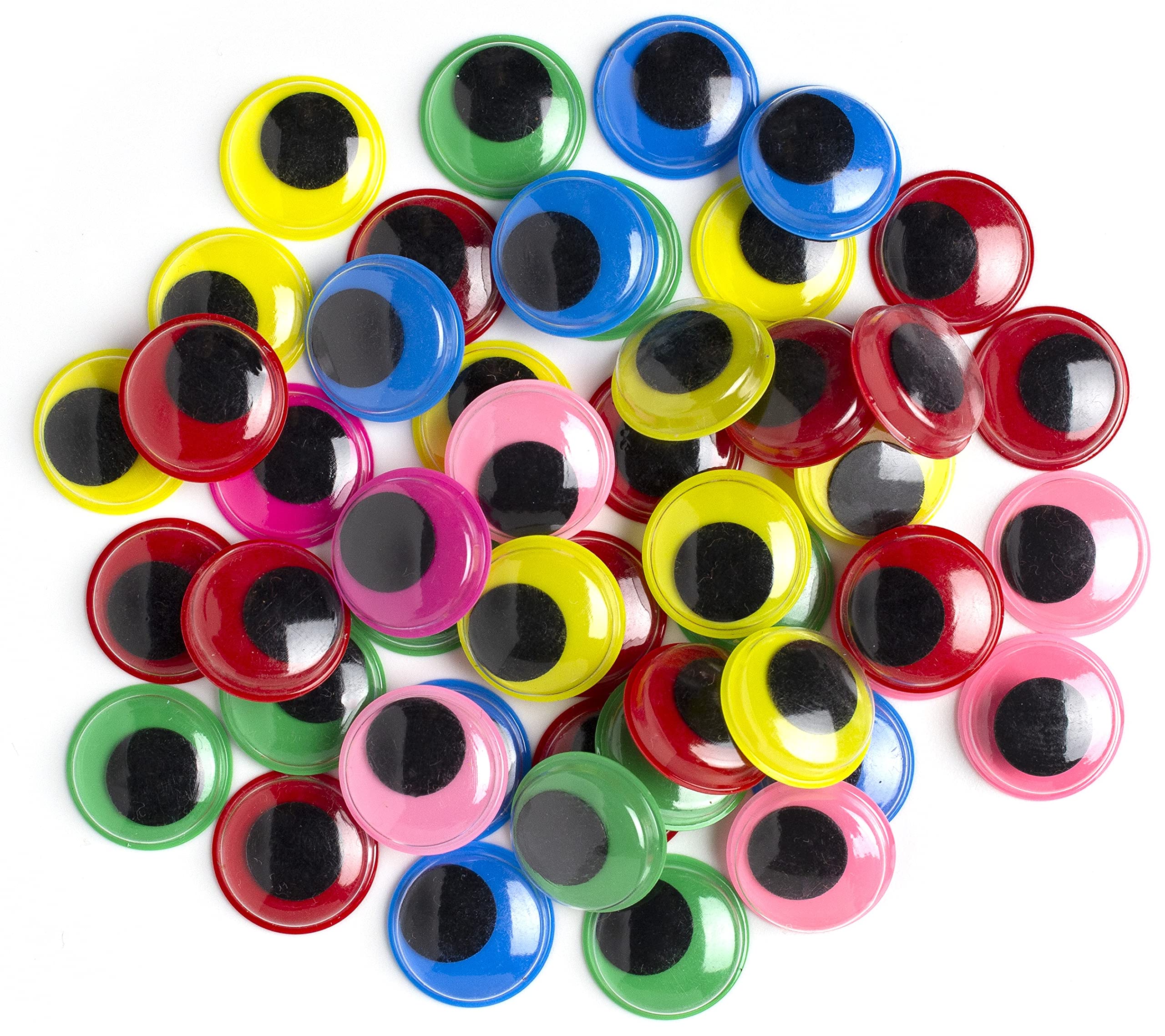Cousin DIY Black and Neon Wiggle Eyes, Pack of 50, 20mm