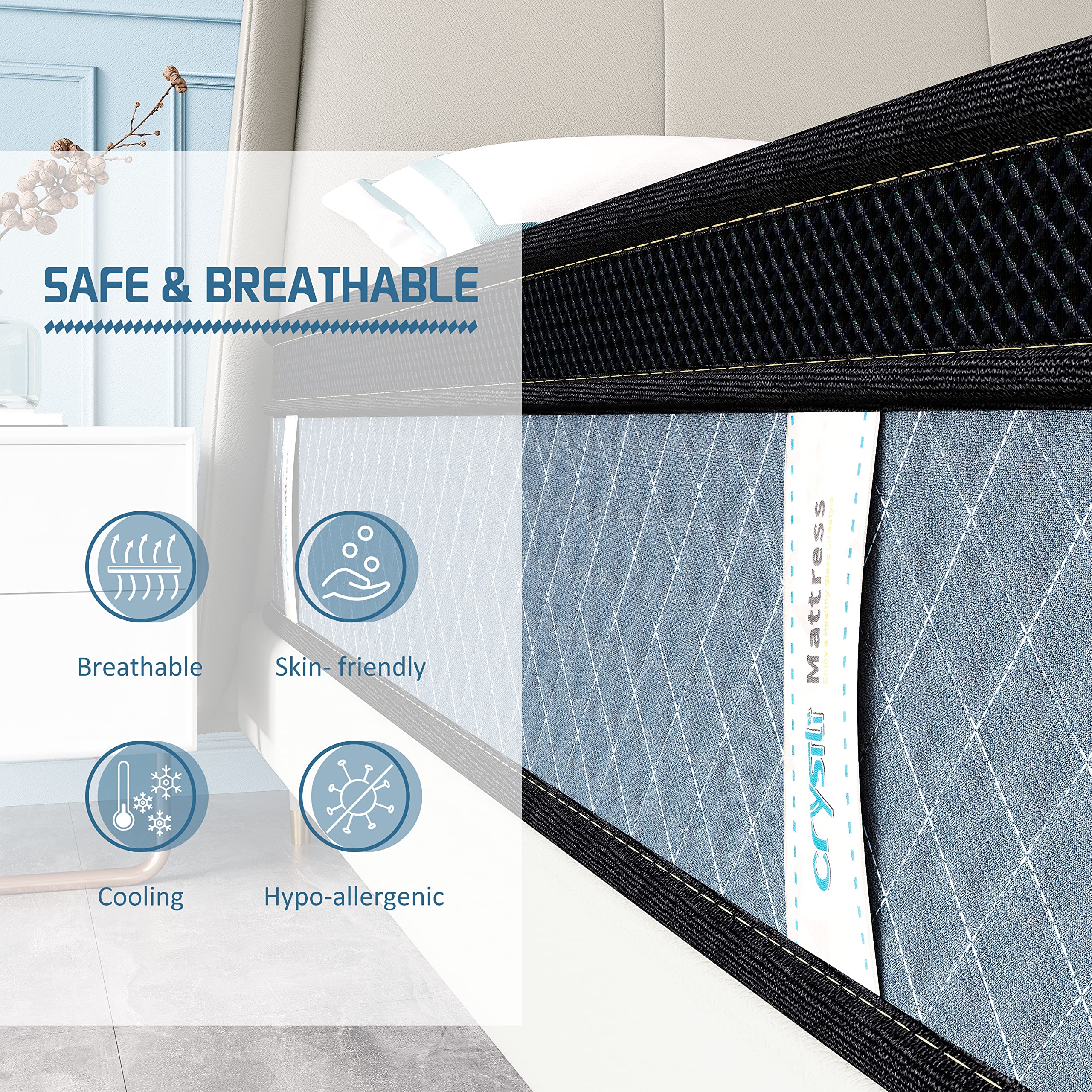 Crystli Full Mattresses 12 inch Memory Foam Mattress Full Size Hybrid Mattress Medium Firm Full Bed Mattress in a Box with CertiPUR-US Foam 100-Night Trial 10 Years Warranty