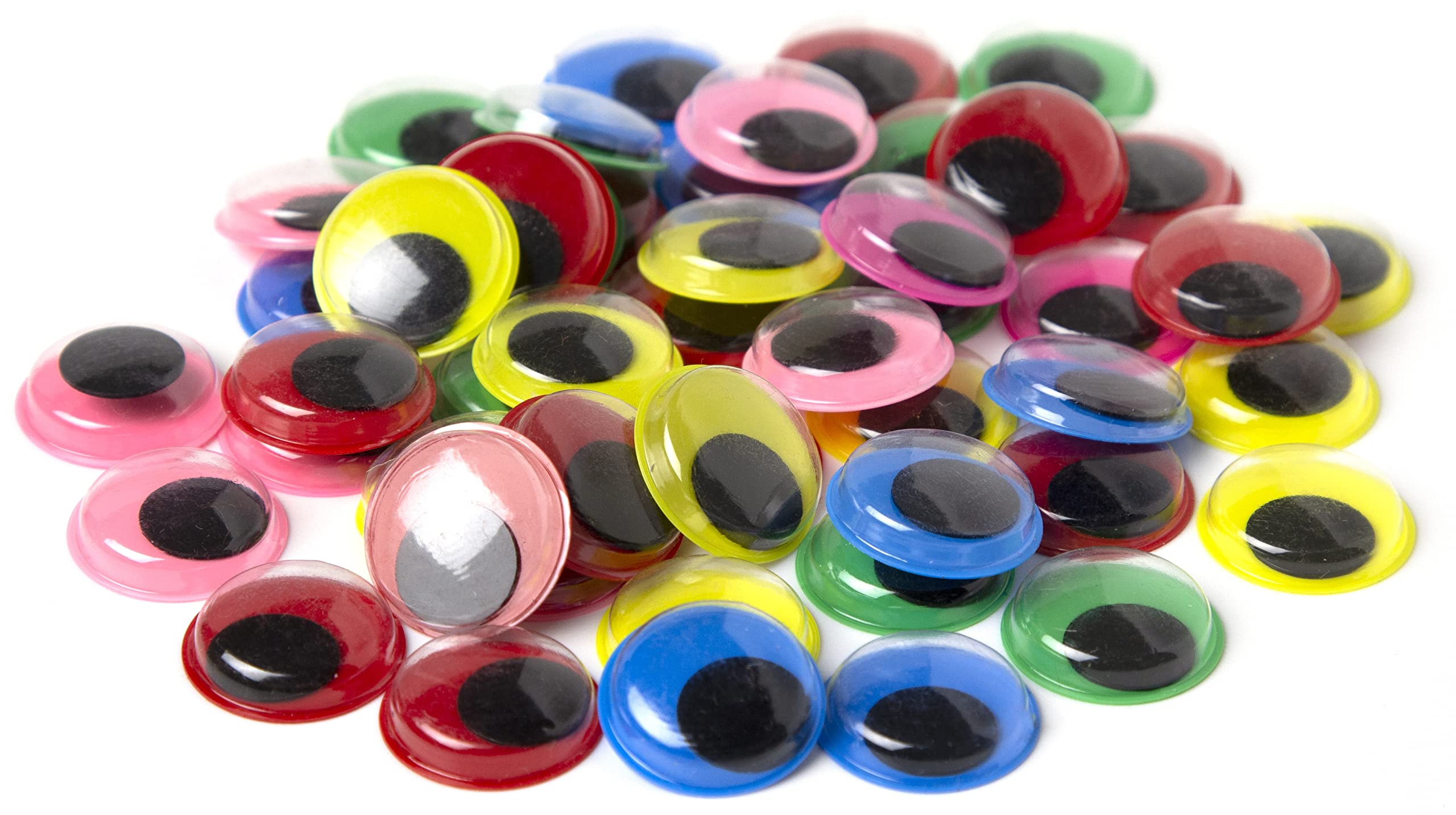 Cousin DIY Black and Neon Wiggle Eyes, Pack of 50, 20mm