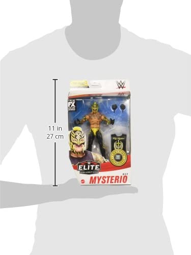 WWE MATTEL Top Picks Elite Rey Mysterio 6-inch Action Figure with Deluxe Articulation for Pose and Play, Life-like Detail, Authentic Ring Gear & Accessory,Multi,GVC01