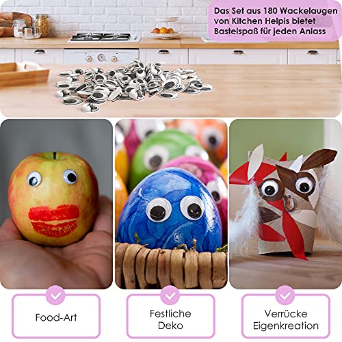 Kitchen Helpis® Funny Google Eyes self Adhesive for handicrafts, 180 Pieces Wiggly Eyes, Googley Eyes Adhesive Large and Small, Stick on Eyes Stickers Mix, Wiggly Eyes self-Adhesive, googleeyes Craft