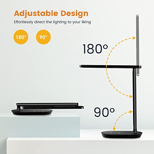 LASTAR Set of 2 LED Desk Lamp, Dimmable Eye-Protecting Table Lamps with Night Light, USB Charging Port, 4 Color Temperature Modes, 5 Brightness Levels, 1H Timer, Touch Control for Home Office Bedroom