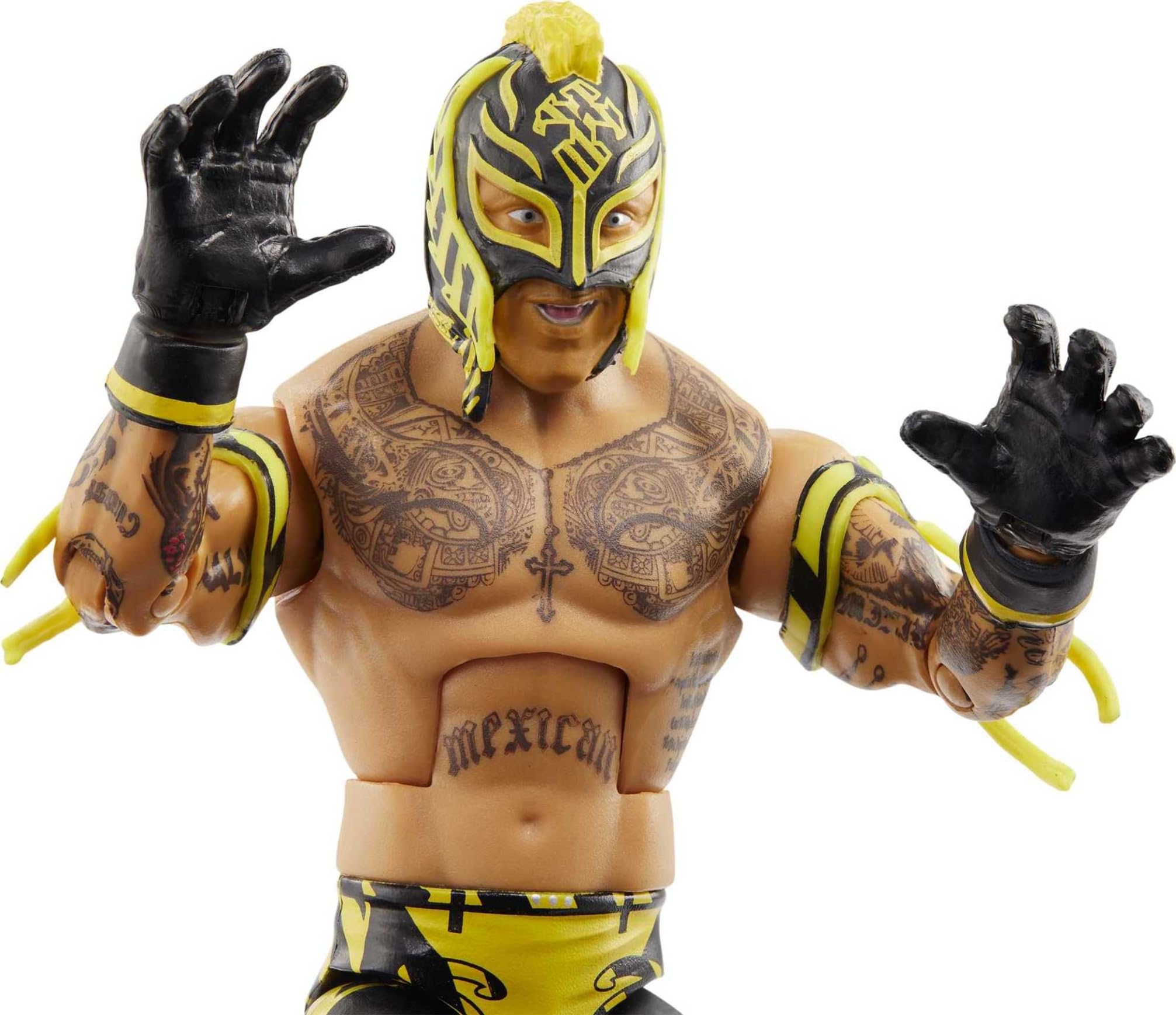 WWE MATTEL Top Picks Elite Rey Mysterio 6-inch Action Figure with Deluxe Articulation for Pose and Play, Life-like Detail, Authentic Ring Gear & Accessory,Multi,GVC01
