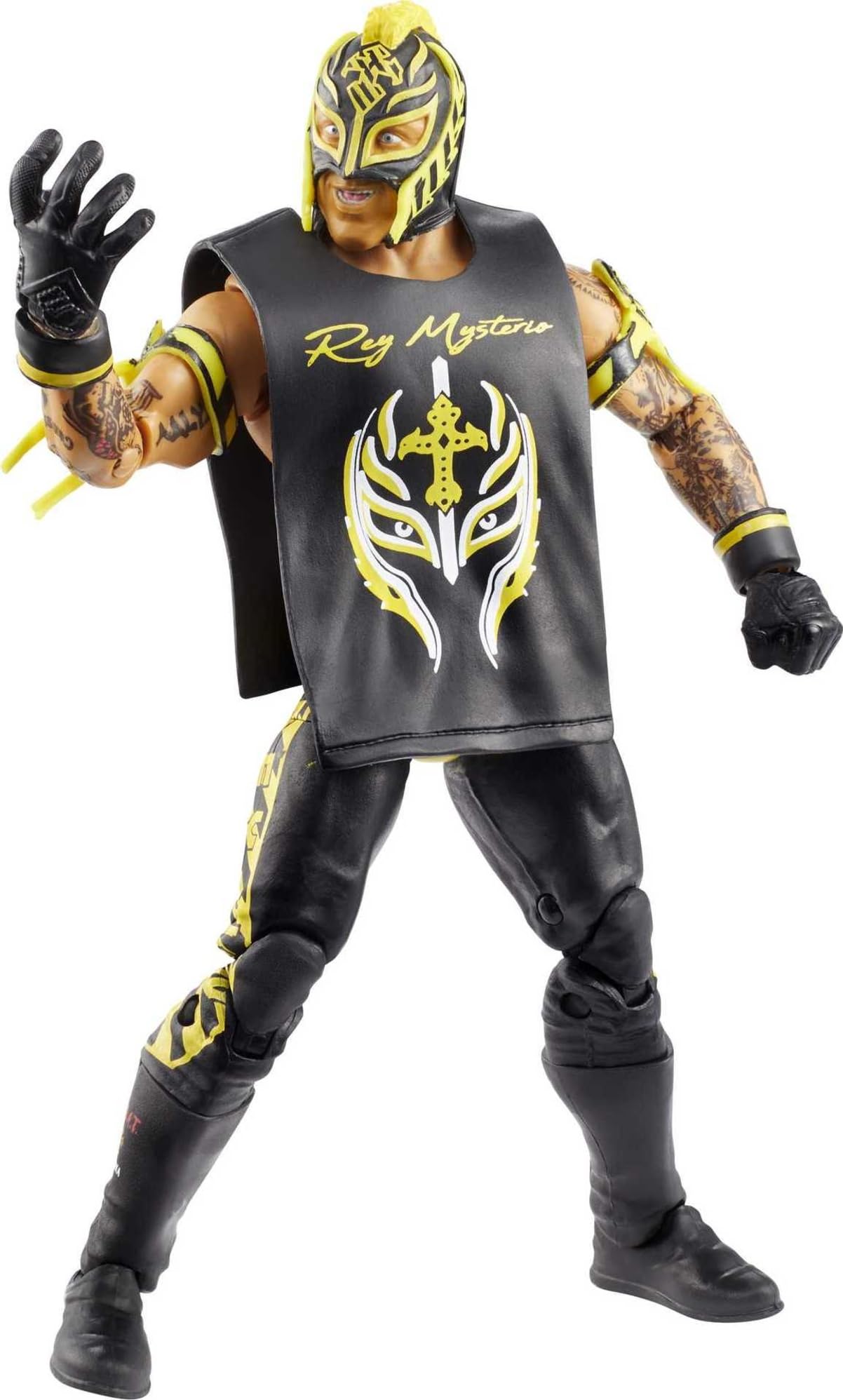 WWE MATTEL Top Picks Elite Rey Mysterio 6-inch Action Figure with Deluxe Articulation for Pose and Play, Life-like Detail, Authentic Ring Gear & Accessory,Multi,GVC01