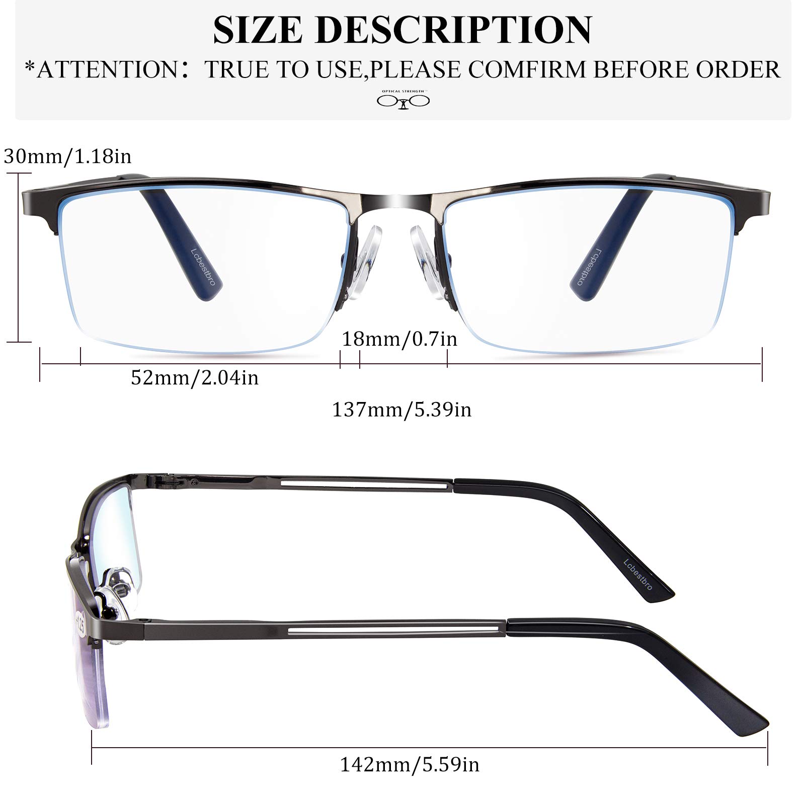 Lcbestbro Reading Glasses for Men, 1.25 Blue Light Blocking Reading Glasses Metal Readers
