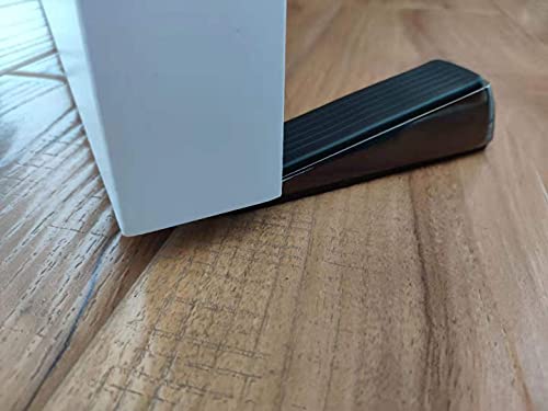 Lovein Door Stopper with Metal Alloy, Rubber Door Stop Wedge Works Quite and Security, Hold Heavy Doors Firmly by Non-Skid Rubber Base Grip , Chrome black