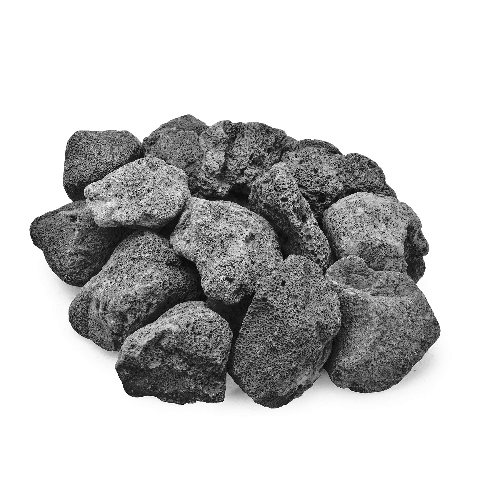 Skyflame 10LB Natural Lava Rocks for Fire Pits, Fire Tables, Fireplaces, Garden Landscaping Decoration, Indoor and Outdoor Use, 3"-5" Sizes, Black