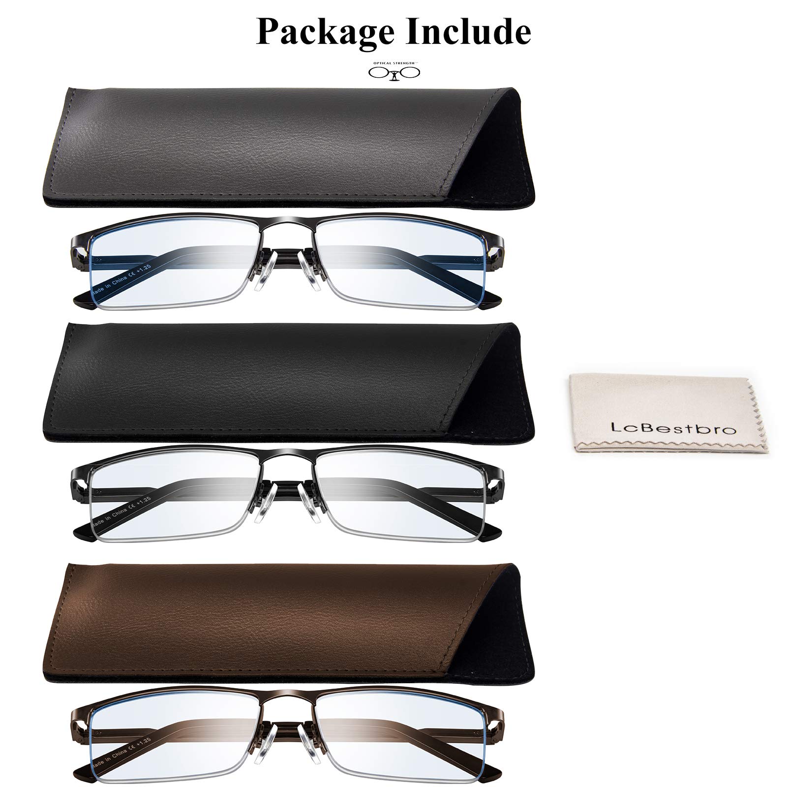 Lcbestbro Reading Glasses for Men, 1.25 Blue Light Blocking Reading Glasses Metal Readers