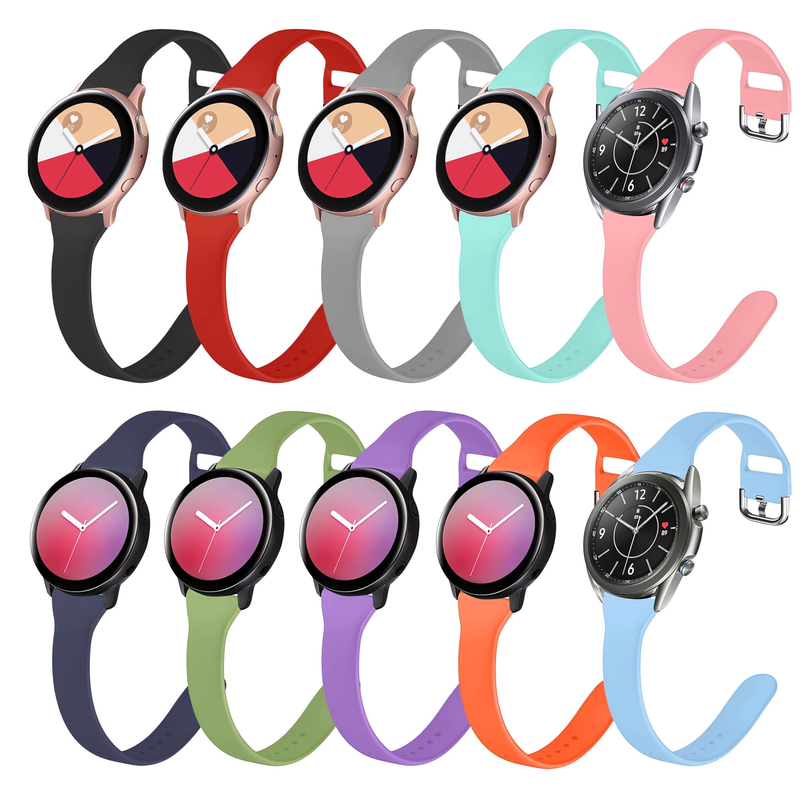 Compatible with Samsung Galaxy Watch 4 Band 44mm 40mm/Galaxy Watch 4 Classic 46mm 42mm Women Girls,Galaxy Watch Active 2 40mm 44mm,20mm Slim Smart Watch Bands for Galaxy Watch 3 41mm/Galaxy Watch 42mm