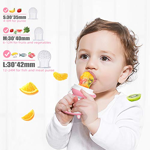 SHARE&CARE Baby Teething Toys for Girls and Natural Organic Fruit Feeder Pacifier/Baby Teether Chew Toys Fresh Food Feeder/ 1 Teethers and 1 Feeder with 3 Silicone Sacs(Purple)