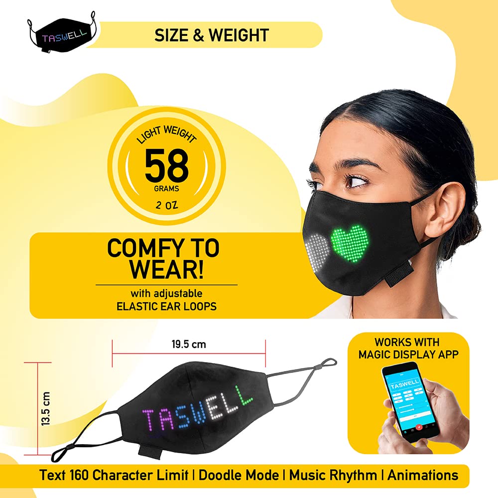 LED Smart Mask | Custom Mask with Bluetooth Mask Face Cover Talking Electric Mask | Digital Mask Christmas LED Mask | Customizable Halloween LED Bluetooth Mask | LED Bluetooth Electronic Mask