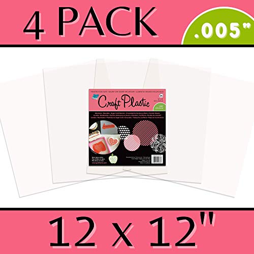 Grafix Food-Safe Plastic Frosted, 12 x 12β, Pack of 4 β Reusable .005β Thick Translucent Film, Perfect for Sugar Craft Stencils, Cookie and Cake Decorating, Chocolate Work (K05FCP1212-4)