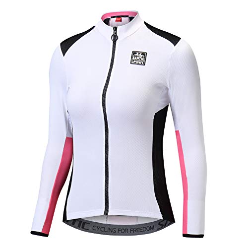 Santic Cycling Jersey Women's Long Sleeve Tops Bike Shirts Bicycle Jacket with Pockets